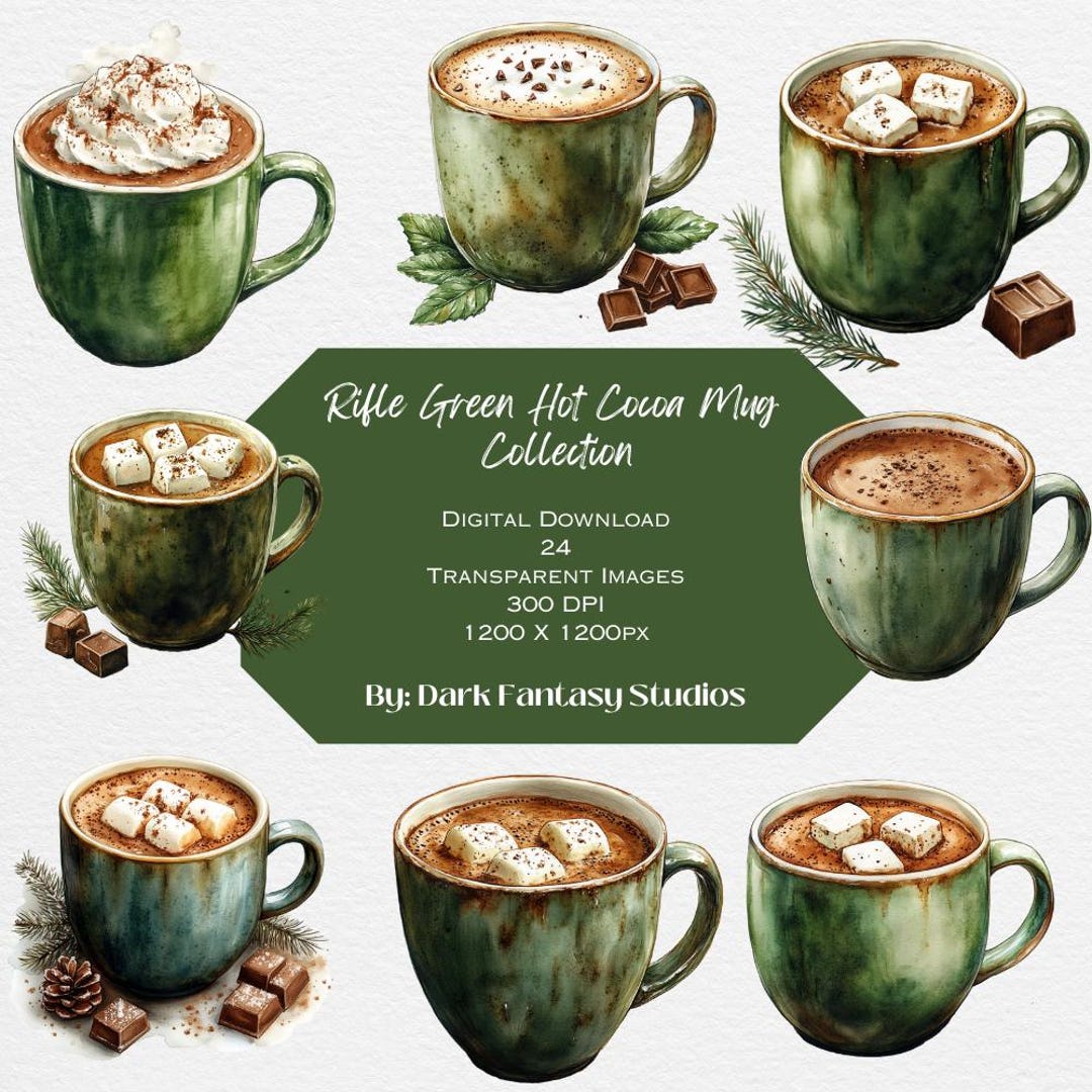 Rifle Green Hot Cocoa Mug Clipart Collection, Junk Journaling ...