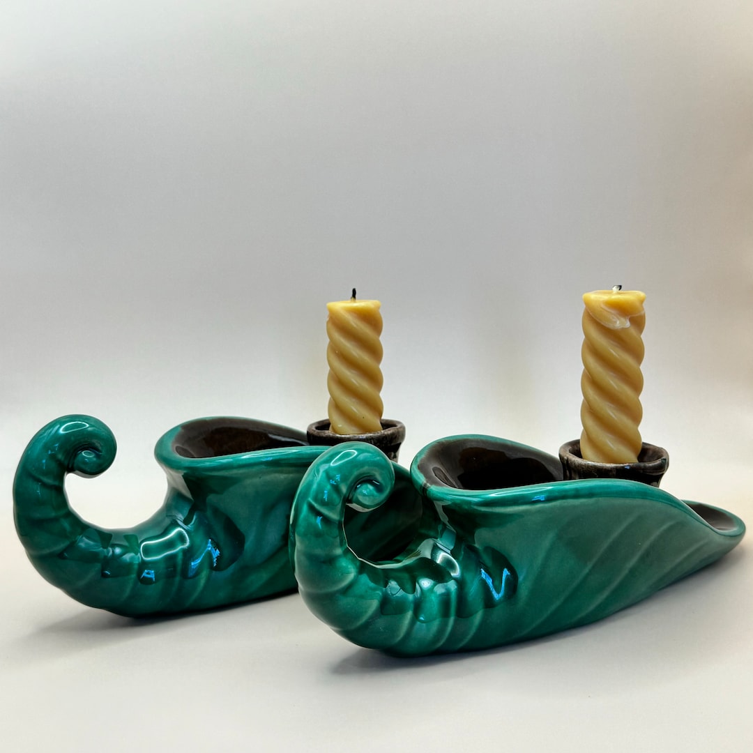 Pair of Vintage Ceramic Cornucopia Candle Holders - Etsy