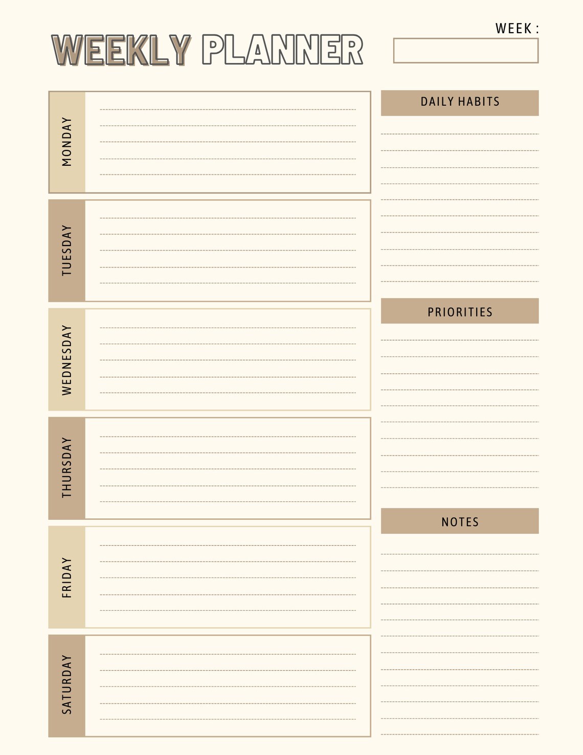 Weekly Planner Printable, Instant Download, Weekly Schedule - Etsy