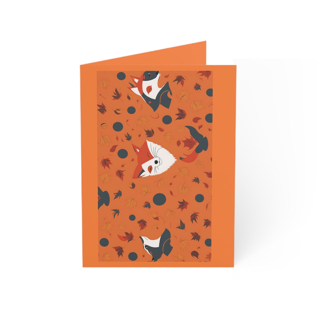 Fox Frolic: Autumn's Color Rhapsody Greeting Cards 1, 10, 30, and 50pcs ...