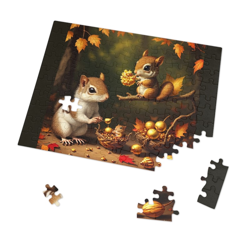 Autumn Harvest Squirrels A Golden Moment: Jigsaw Puzzle 30, 110, 252 ...