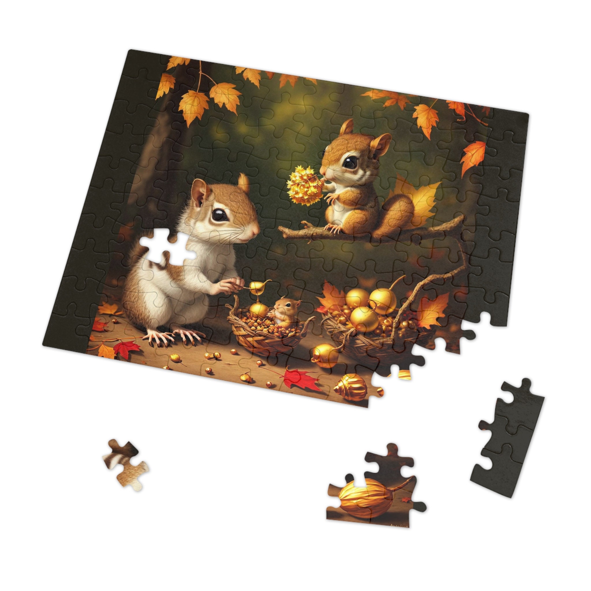 Autumn Harvest Squirrels A Golden Moment: Jigsaw Puzzle 30 - Etsy