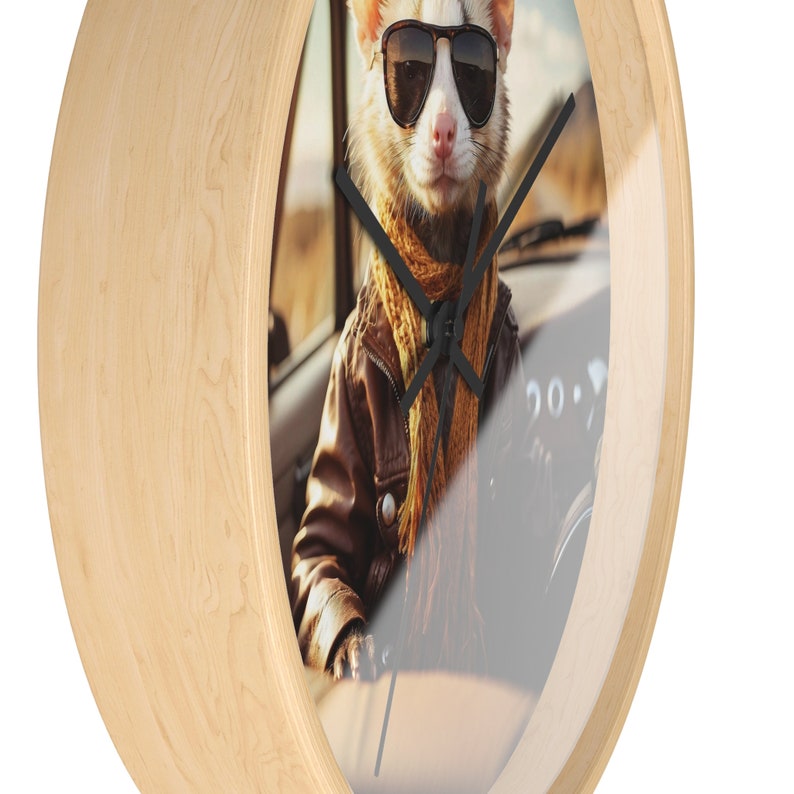 Ferret Road Trip Cool Critter on a Sunny Drive: Wall Clock - Etsy
