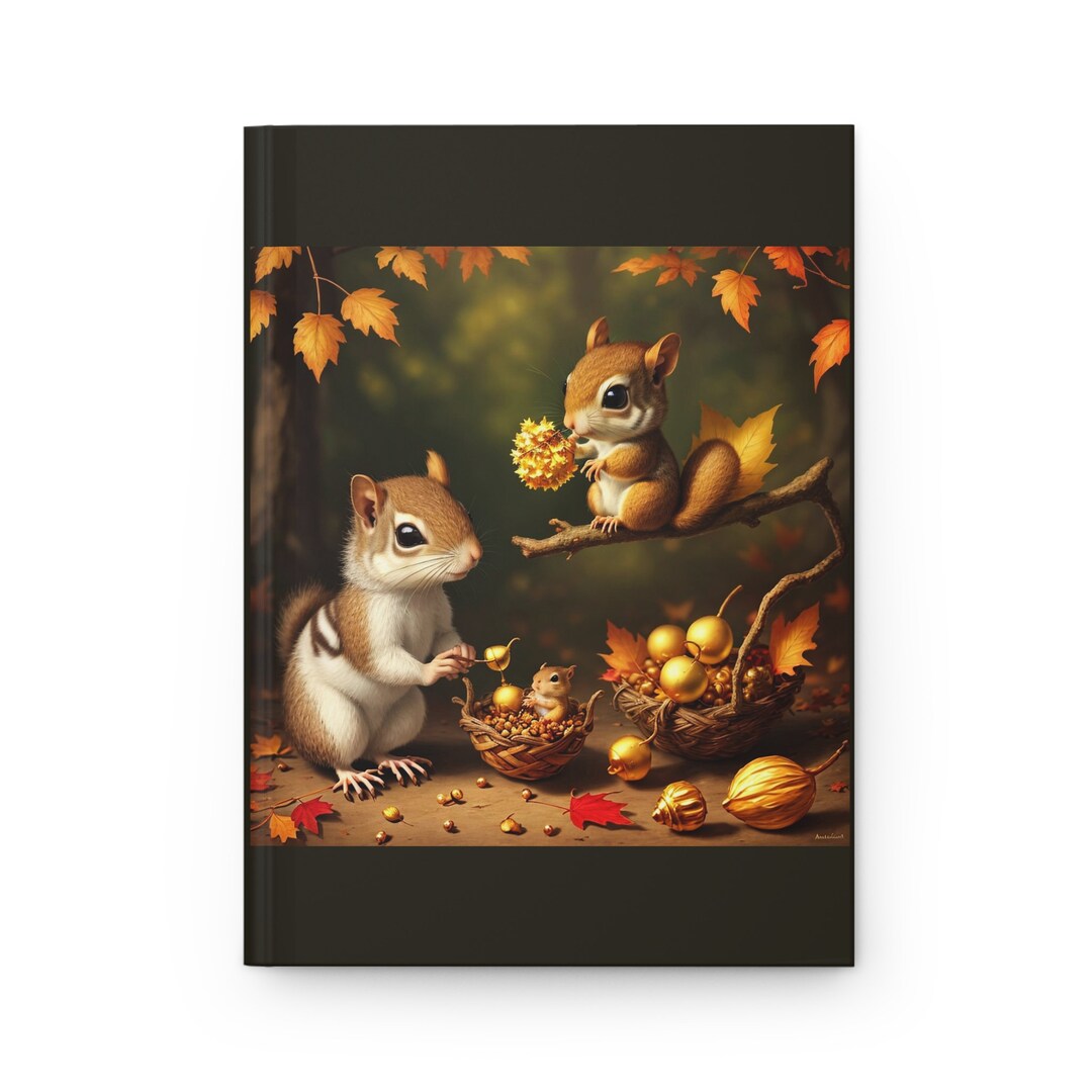 Autumn Harvest Squirrels A Golden Moment: Hardcover Journal Matte - Etsy