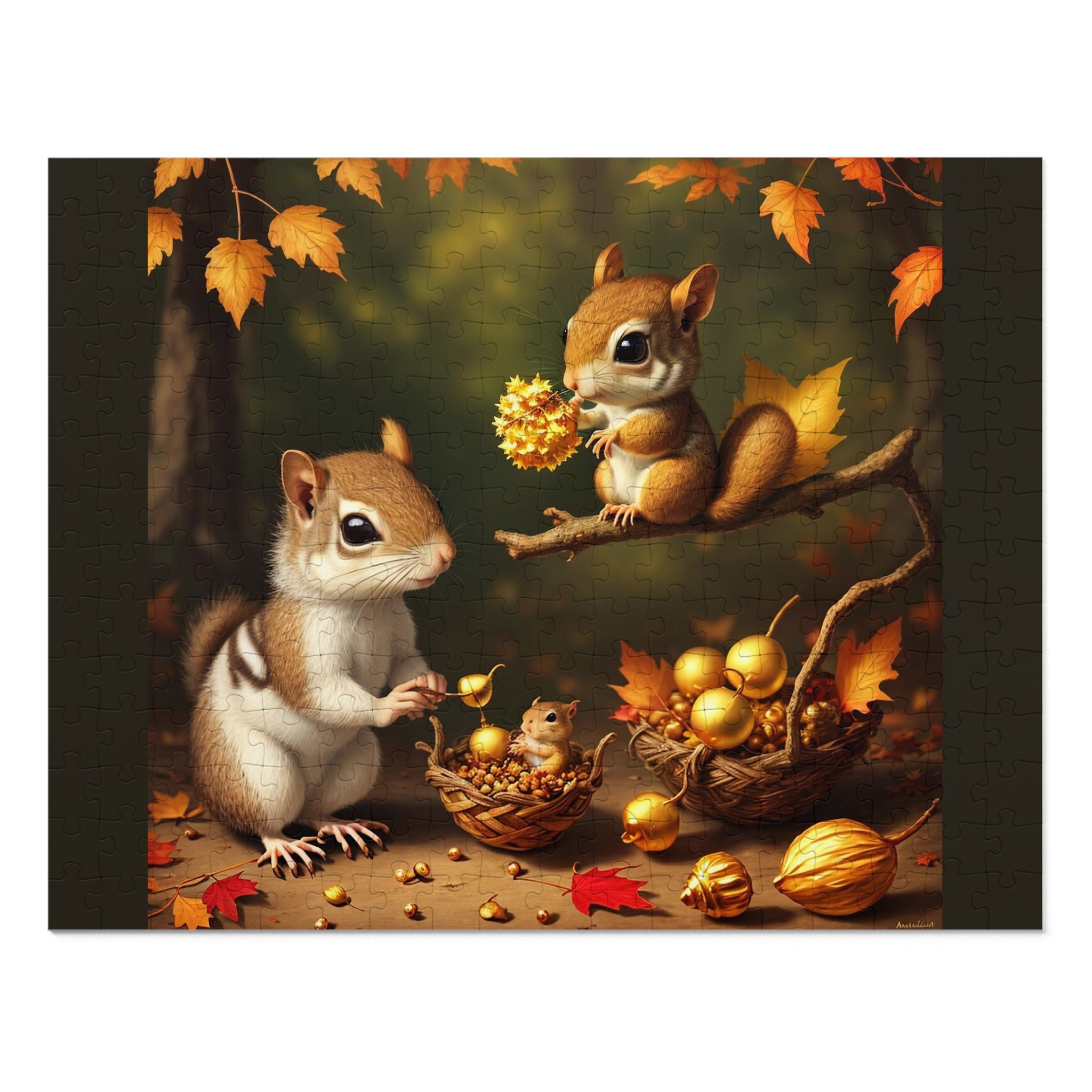 Autumn Harvest Squirrels A Golden Moment: Jigsaw Puzzle 30 - Etsy