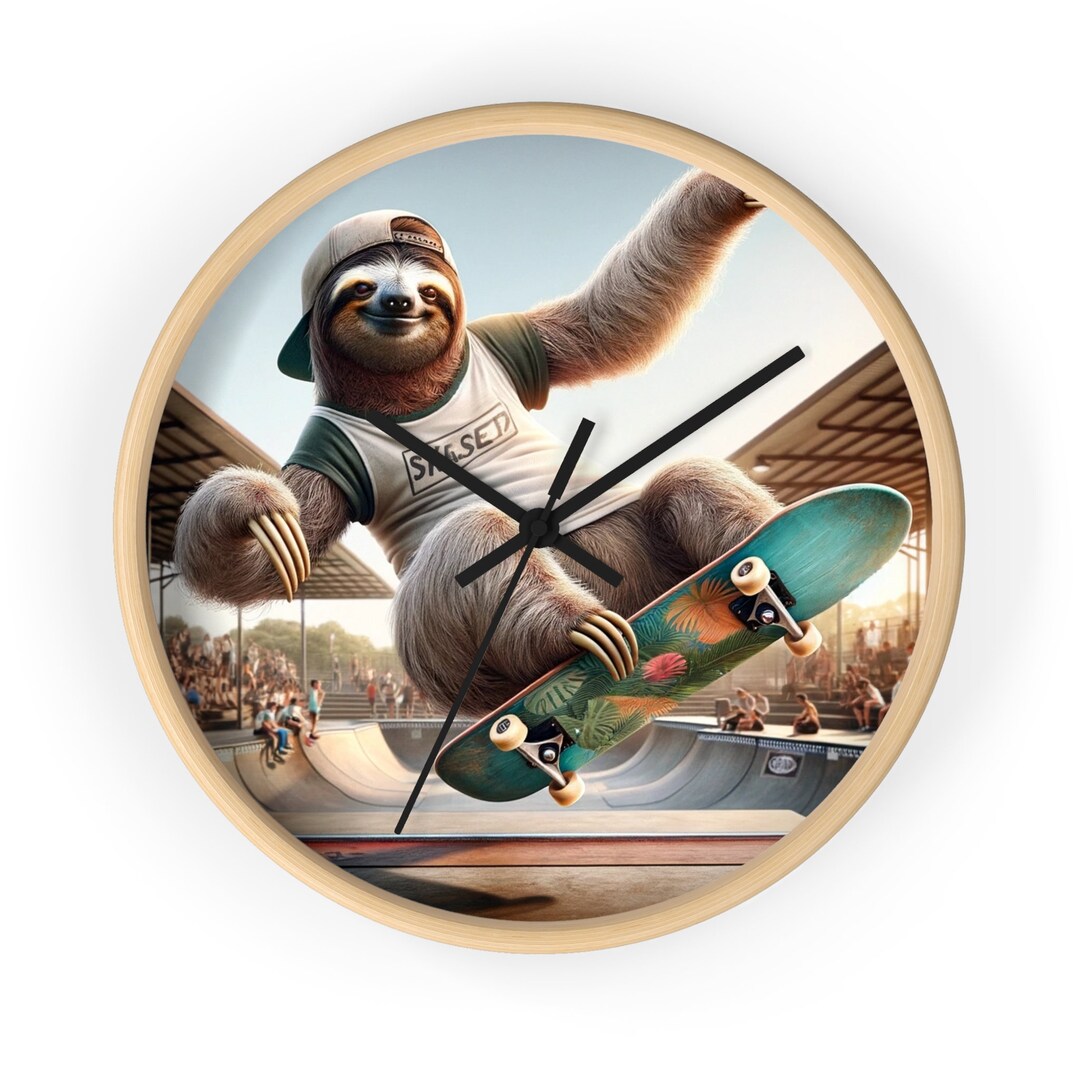 Slacker the Skater Sloth Ride With Style: Wall Clock - Etsy