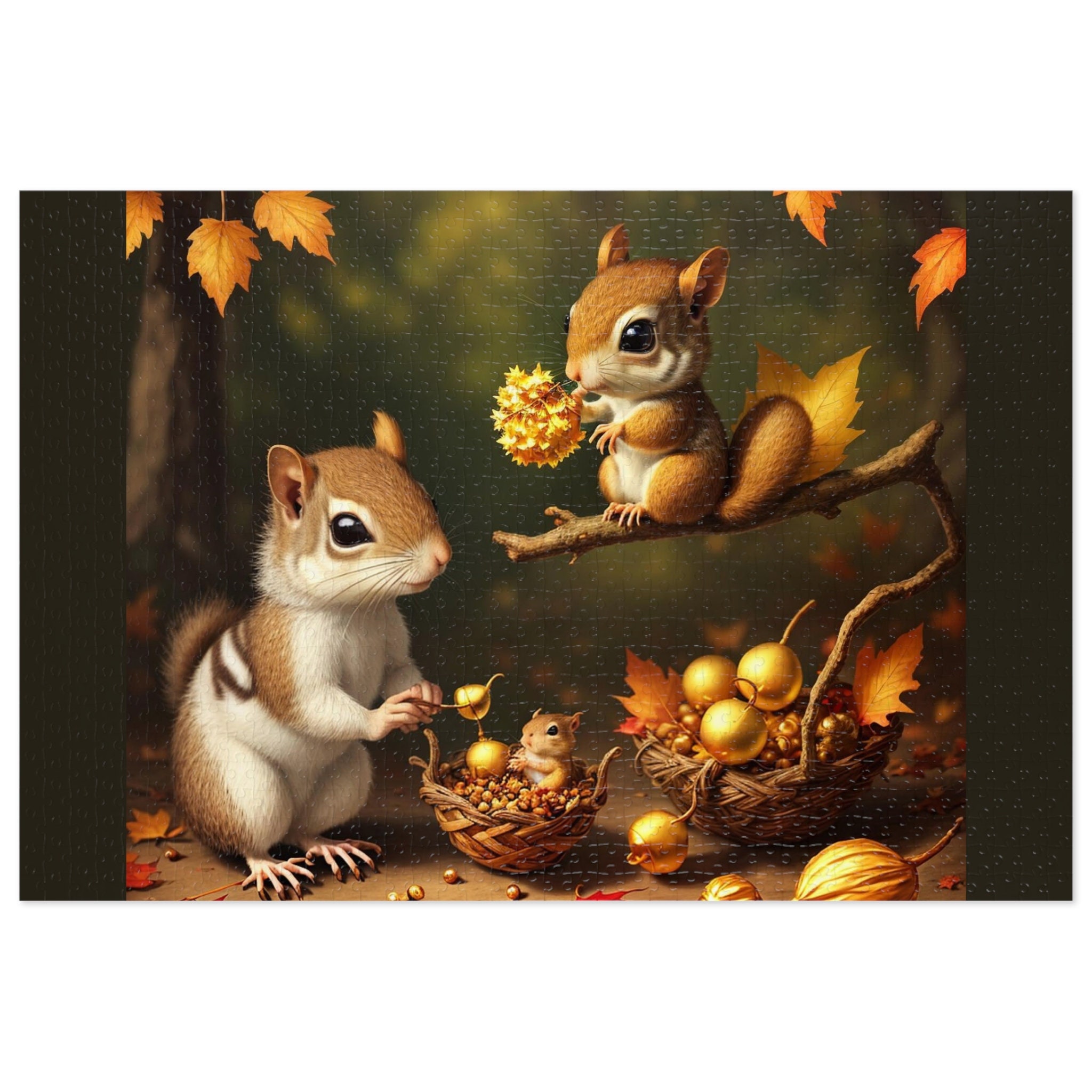 Autumn Harvest Squirrels A Golden Moment: Jigsaw Puzzle 30 - Etsy