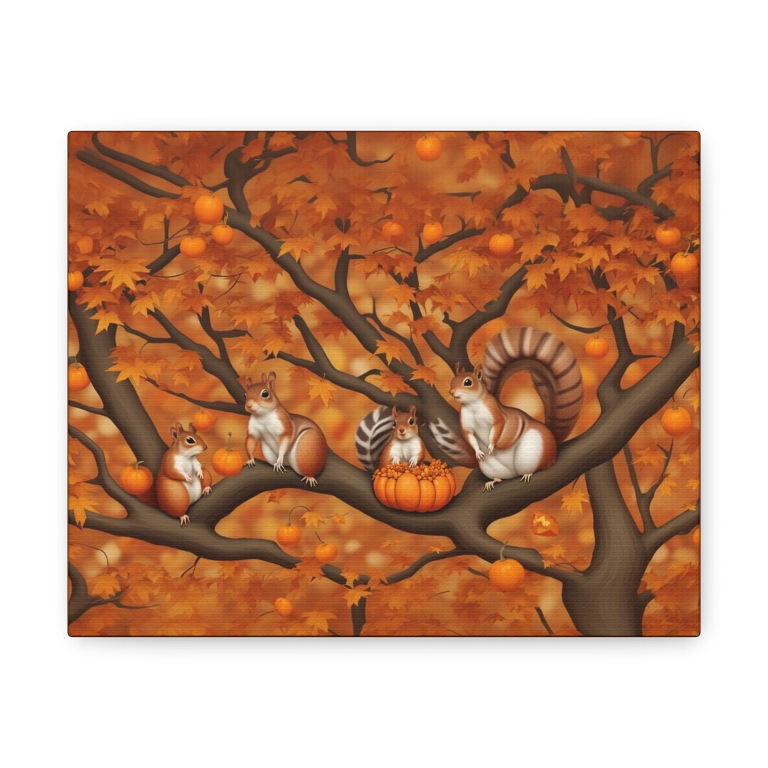 Autumn Squirrels' Paradise: Canvas Gallery Wraps - Etsy