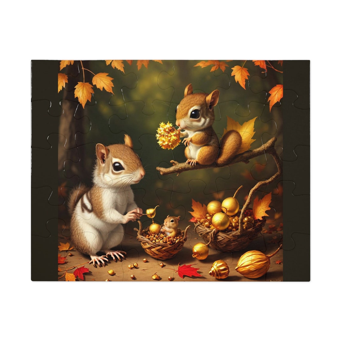 Autumn Harvest Squirrels A Golden Moment: Jigsaw Puzzle 30 - Etsy