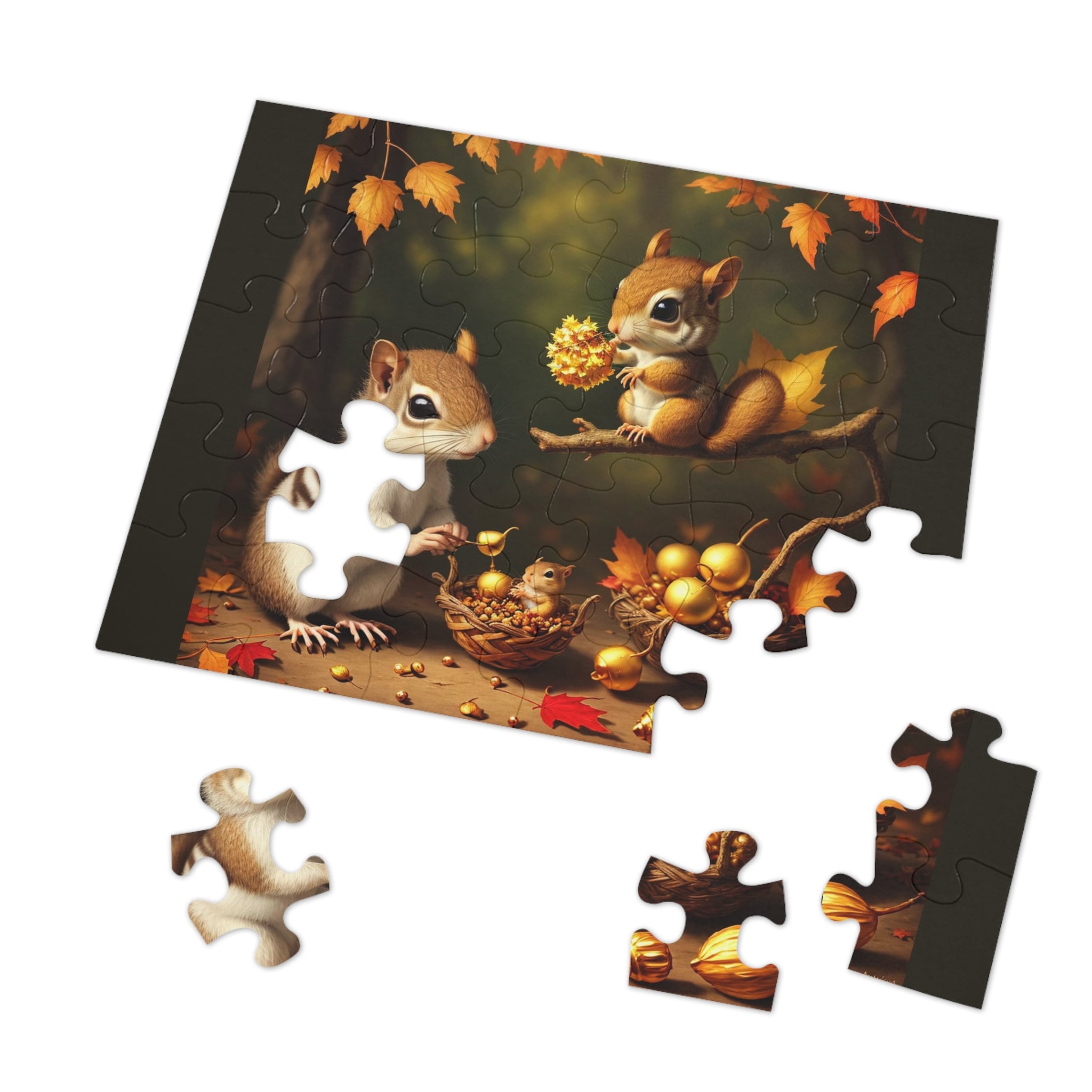 Autumn Harvest Squirrels A Golden Moment: Jigsaw Puzzle 30 - Etsy