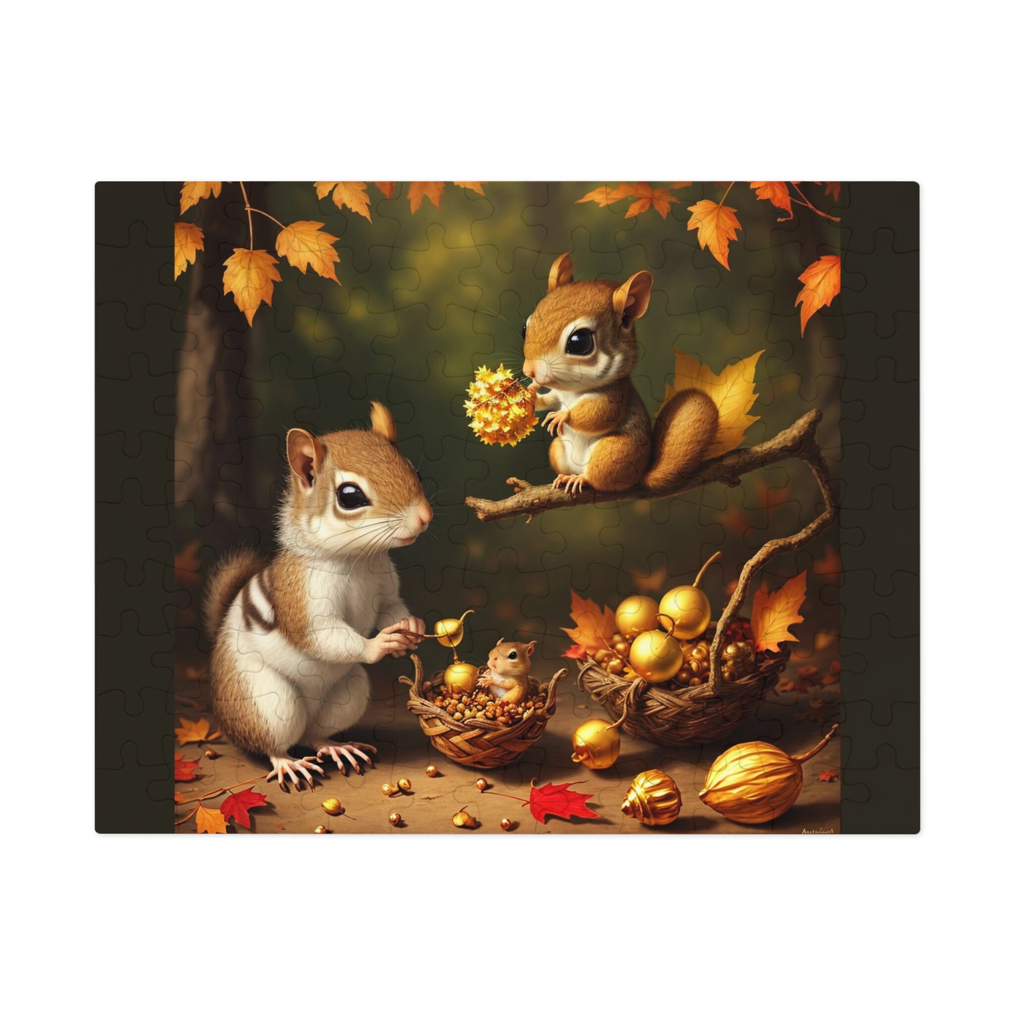 Autumn Harvest Squirrels A Golden Moment: Jigsaw Puzzle 30 - Etsy