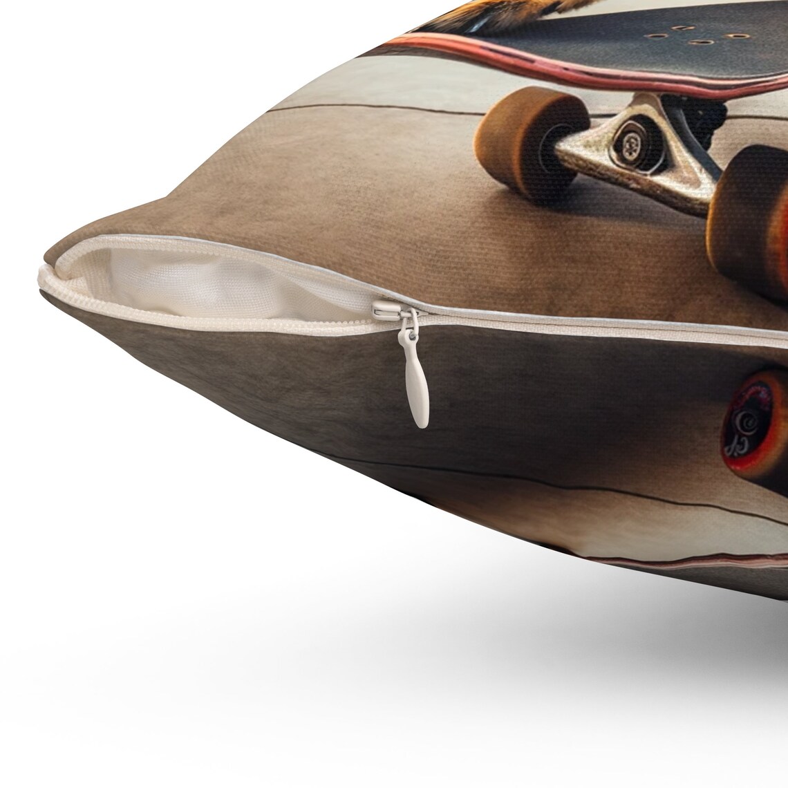 Radical Paws Skateboarding Pup on the Ramp: Spun Polyester Square ...