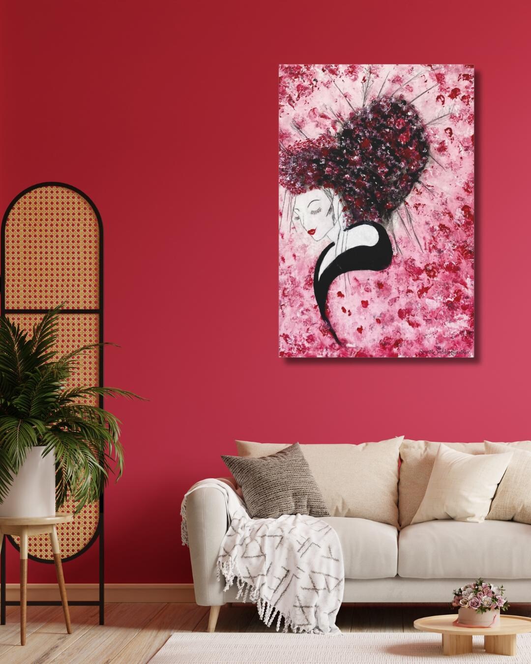 Floral Geisha Portrait Canvas Boho Chic Trendy Art Unusual Canvas Bold ...