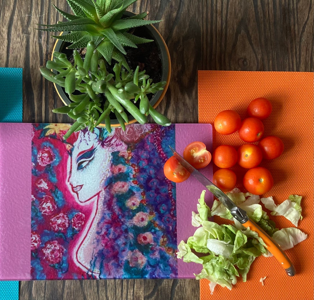 Flower Goddess Tempered Glass Cutting Board - Etsy