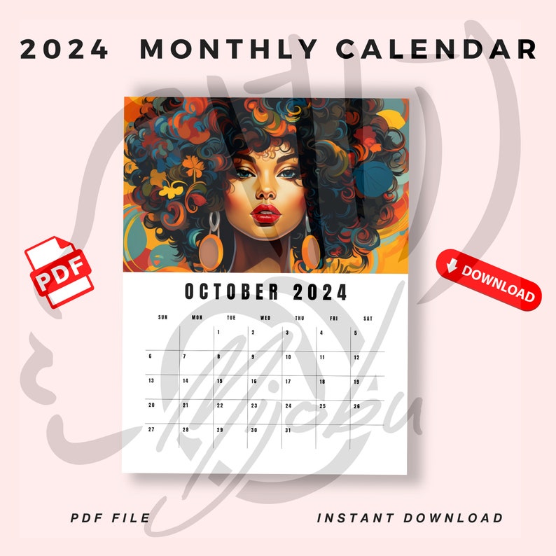 Pop Art 2024 Editable Calendar - African-american Women - Calendar ...