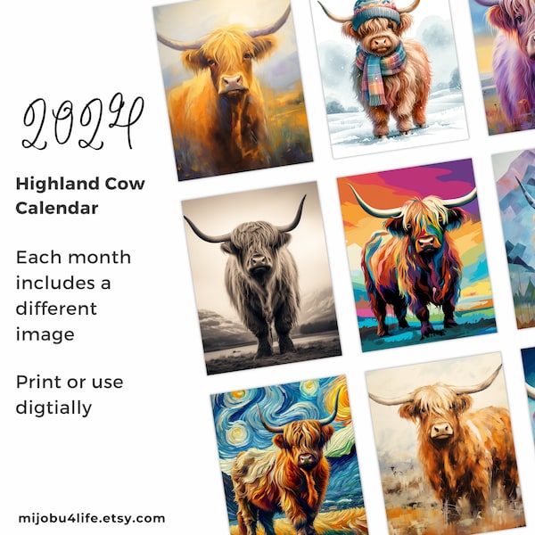 Highland Cow Calendar Download - Etsy