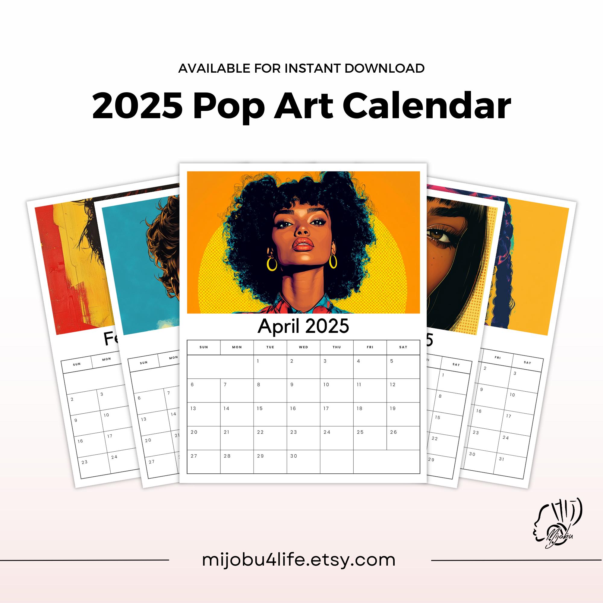 2025 Calendar Pop Art Calendar Digital Calendar Digital Planner ...