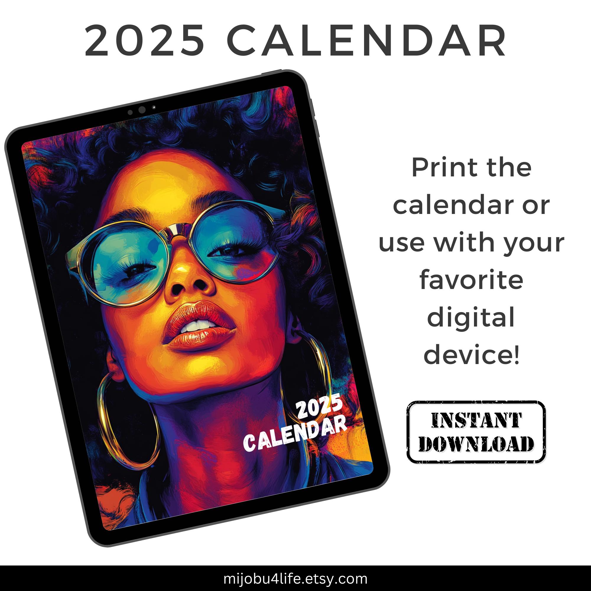 2025 Calendar Pop Art Calendar Digital Calendar Digital Planner ...