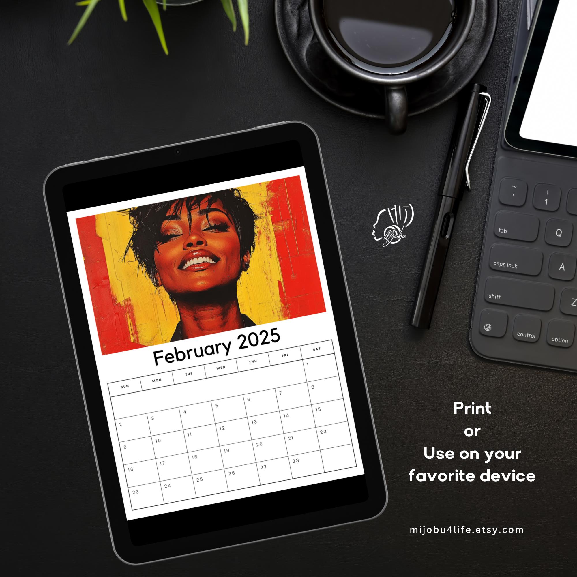 2025 Calendar Pop Art Calendar Digital Calendar Digital Planner ...