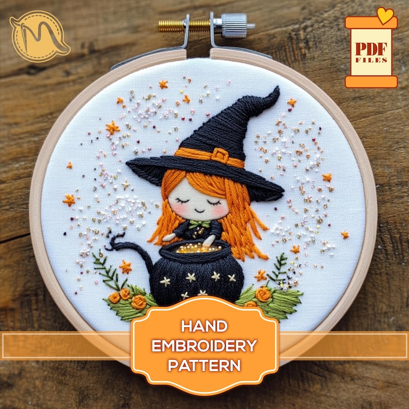 Witch Embroidery Pattern - Etsy