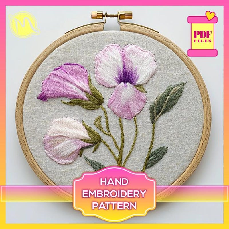 Sweet Pea Hand Embroidery - Etsy