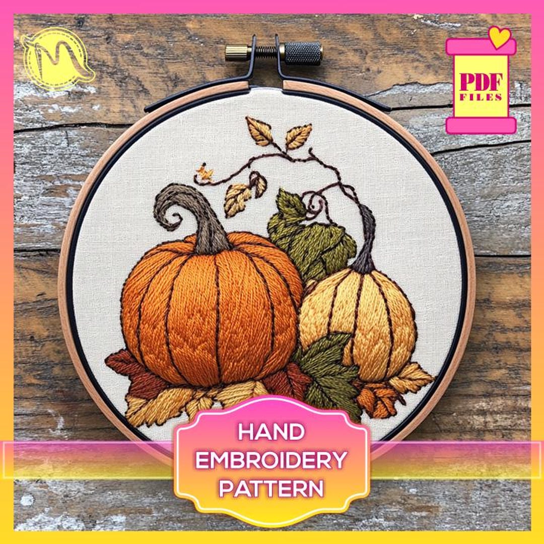Fall Pumpkins Embroidery Design – Cozy Autumn Pumpkin Pattern. Satin ...