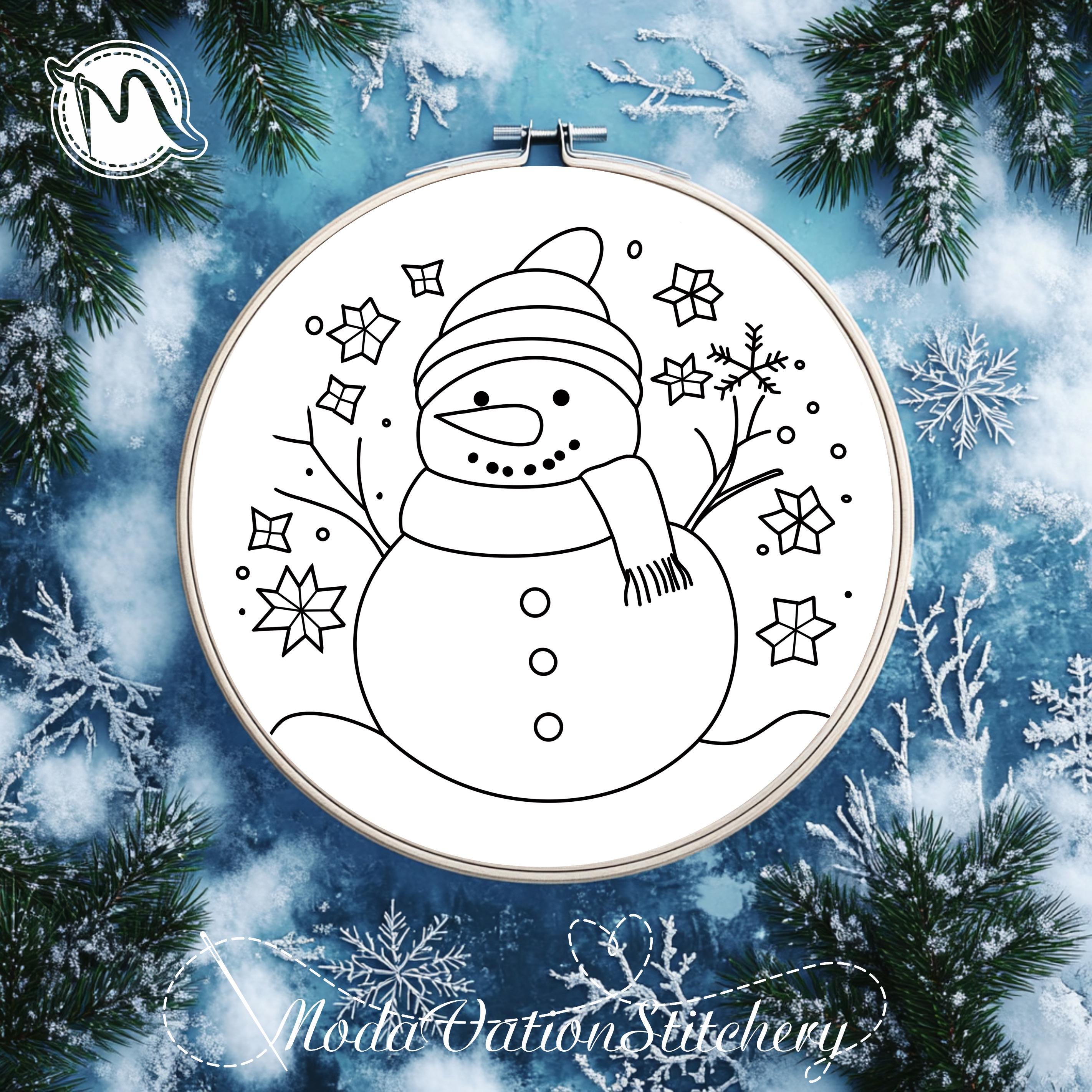 Snowman Hand Embroidery Pattern – Winter Design for Beginners (PDF ...