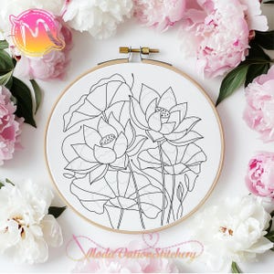 Lotus Flower Embroidery Pattern – Elegant Floral Design (PDF Pattern ...
