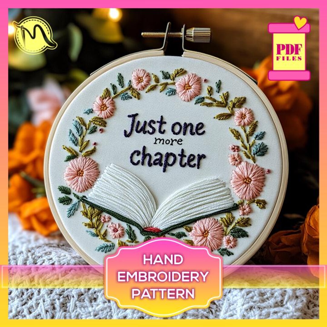 Book Lover Gift Embroidery Pattern – Perfect Handmade Gift for Readers ...