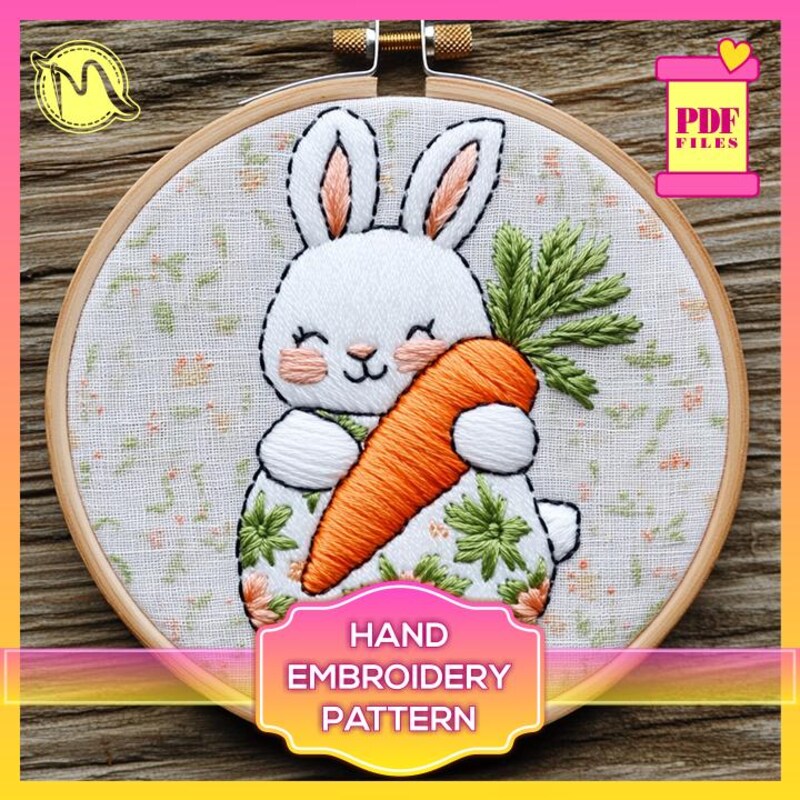 Bunny Embroidery - Etsy