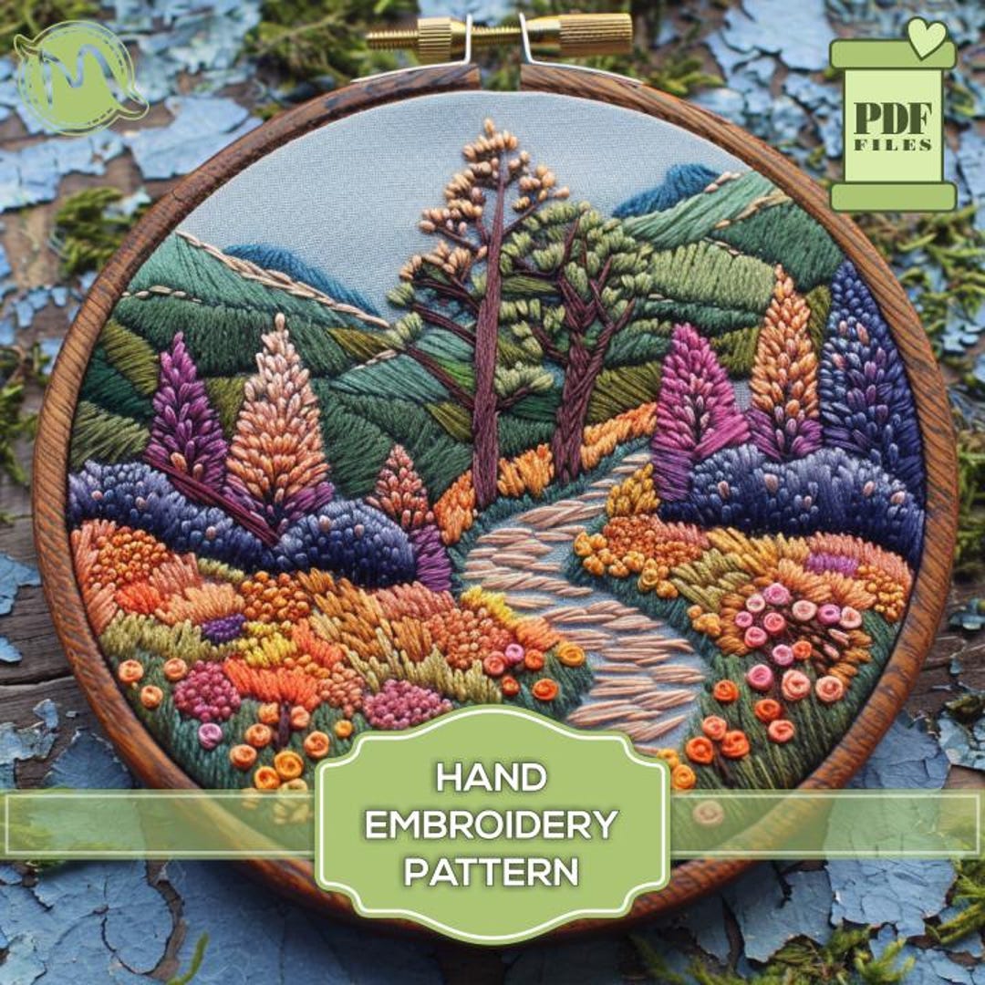 Beautiful Garden Landscape - Hand Embroidery Pattern.advanced Level ...