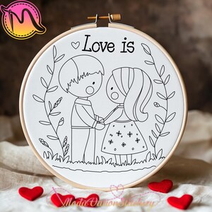 Hand Embroidered "love Is" Couples Wall Art – Autumn-inspired ...