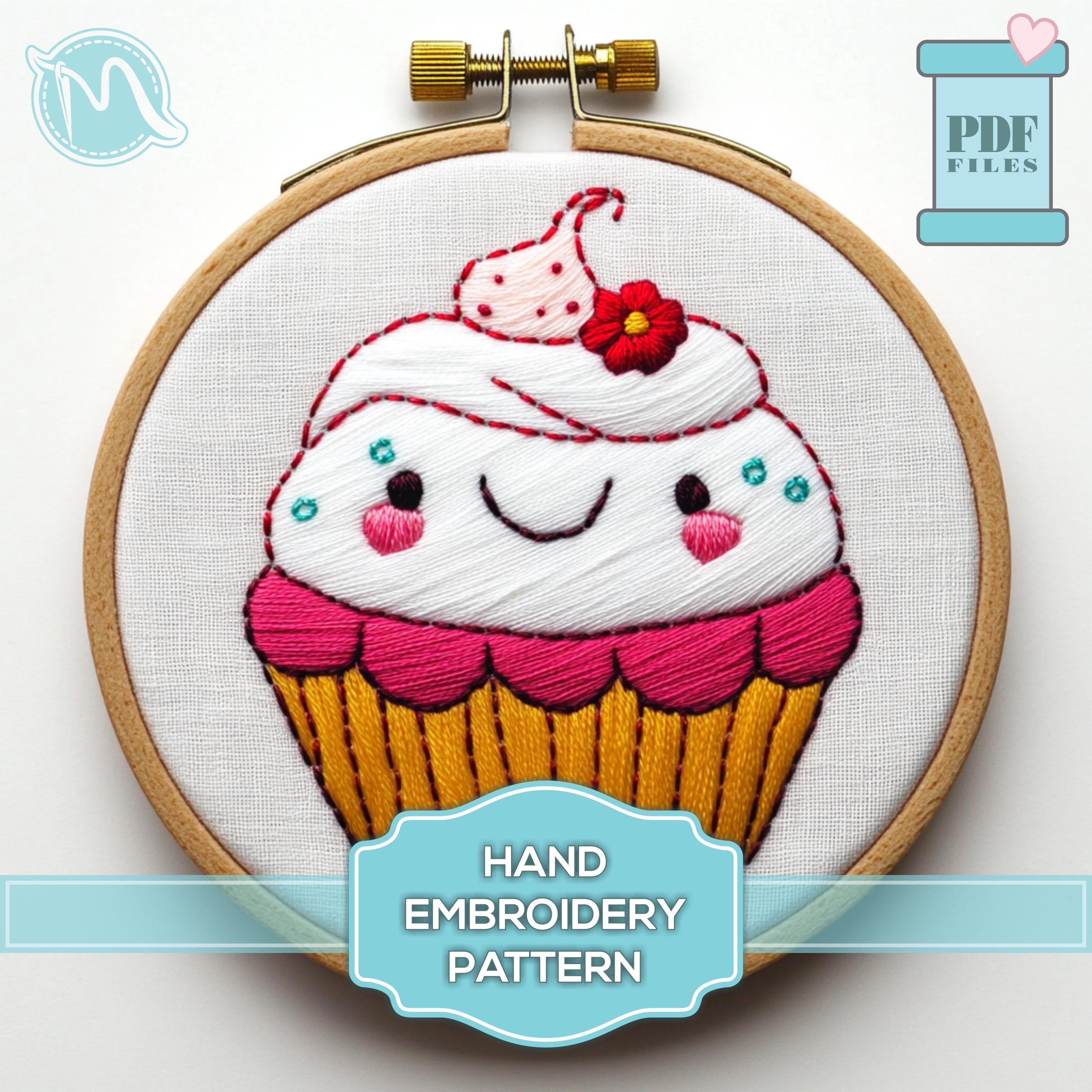 Hand Embroidery Design | 6 Sizes | Cupcake Embroidery Design | Cupcake ...