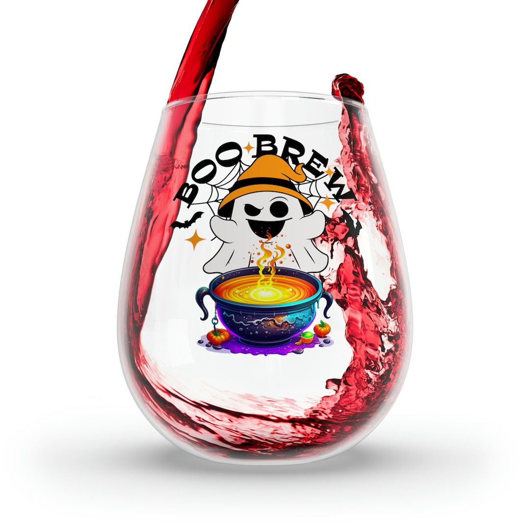 Halloween Theme Glass. Boo Brew Stemless Wine Glass 11.75oz - Etsy