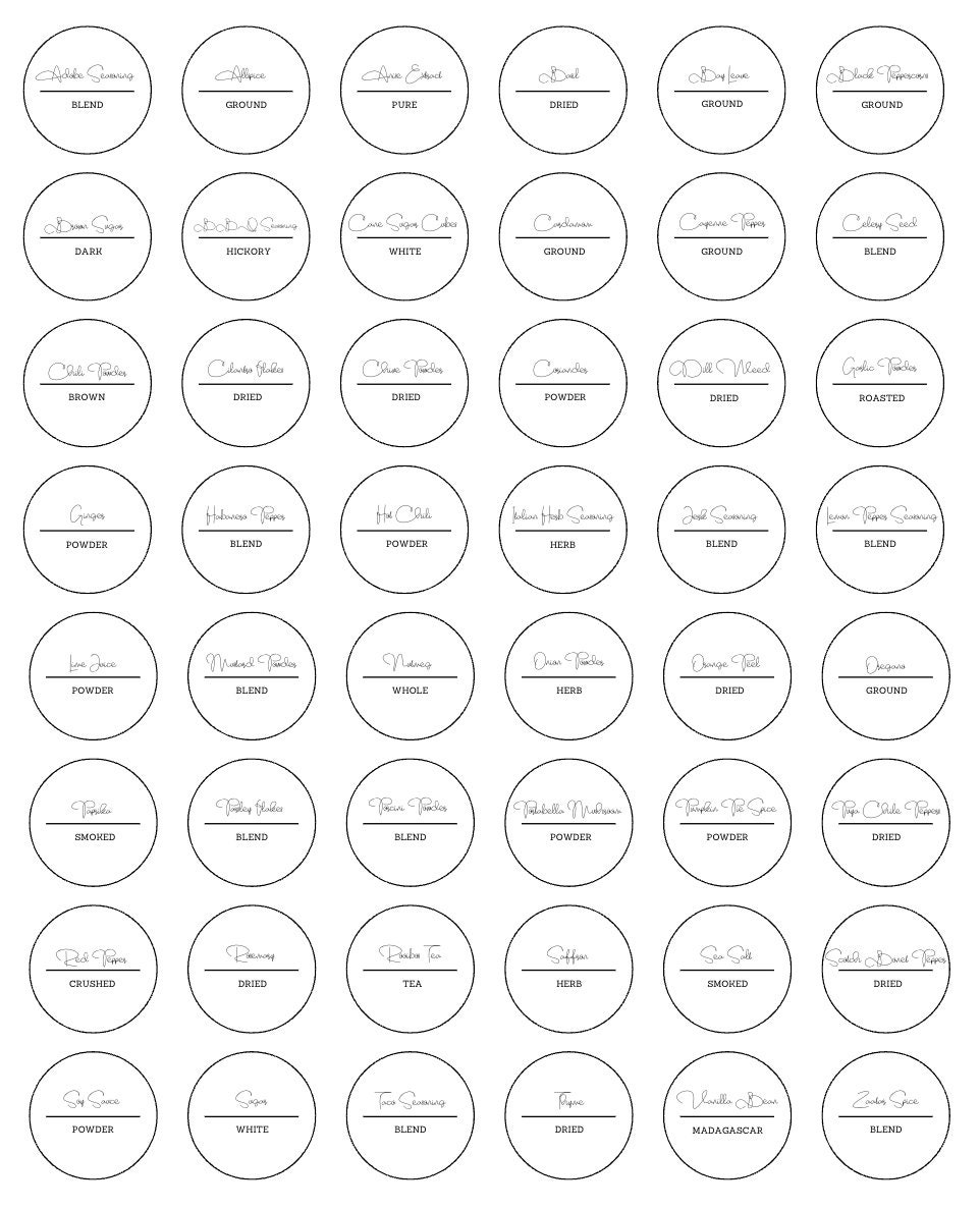 Two Seasoning Labels Editable Label Bundle 48 Printable - Etsy