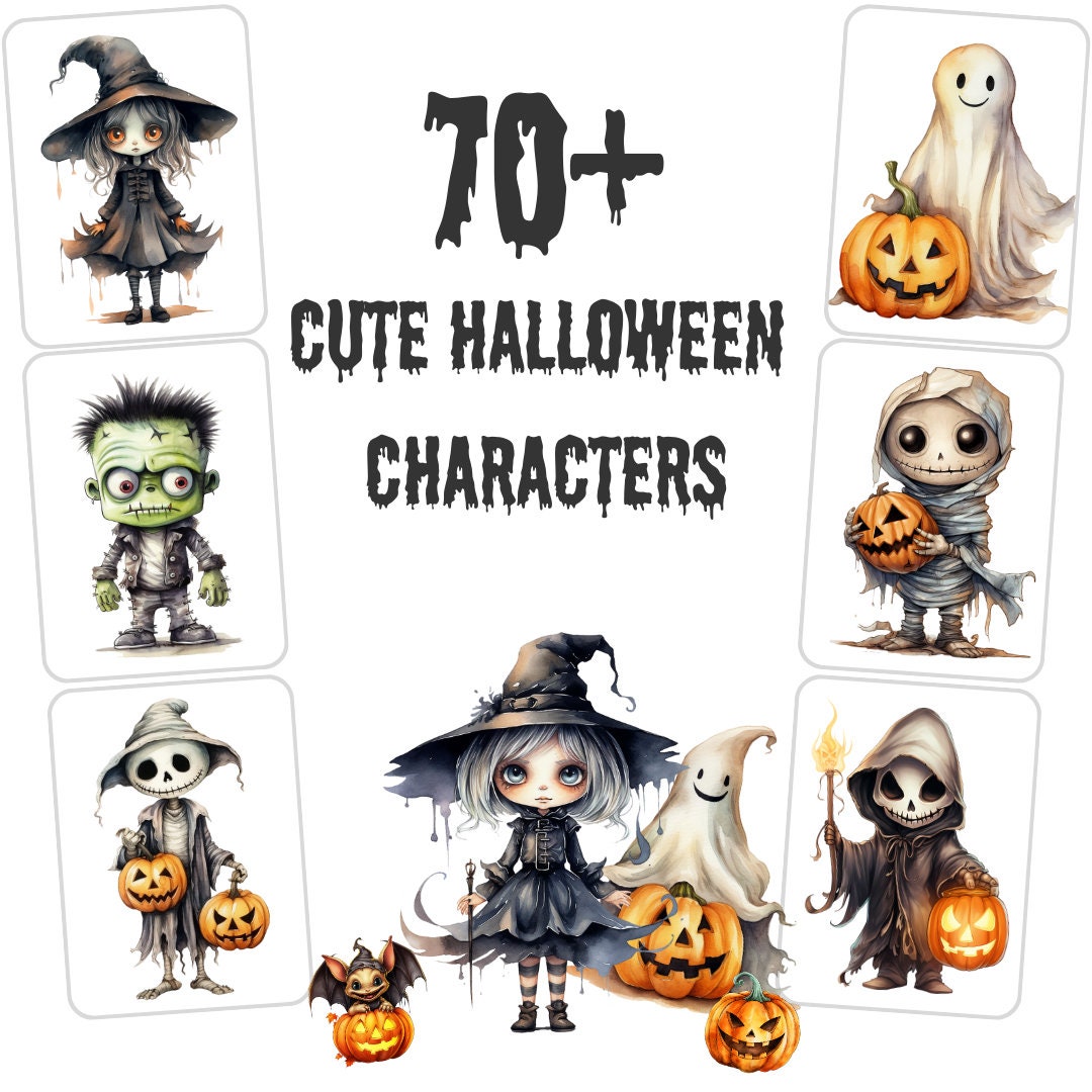 Cute Halloween Characters Clipart: Halloween Art for Crafts - Etsy