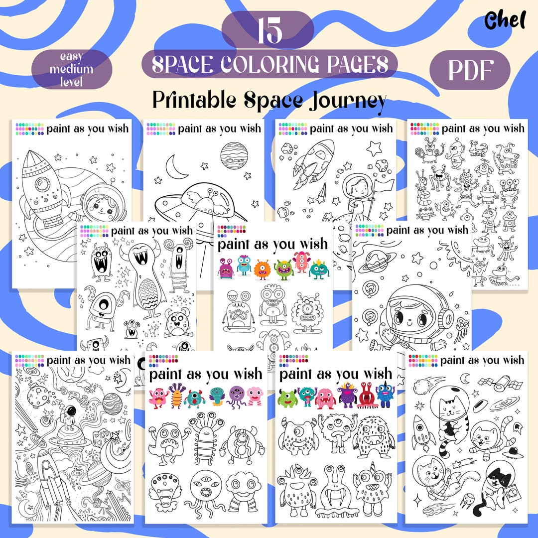 15 Space Pdf Space Color Coloring Book Space Printable - Etsy
