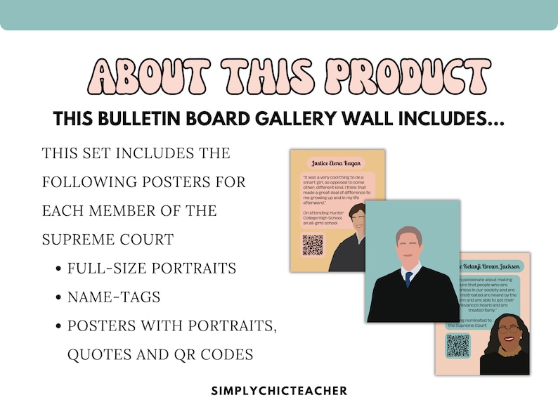 Bulletin Board, Gallery Wall, Classroom Decor: Supreme Court Justices ...