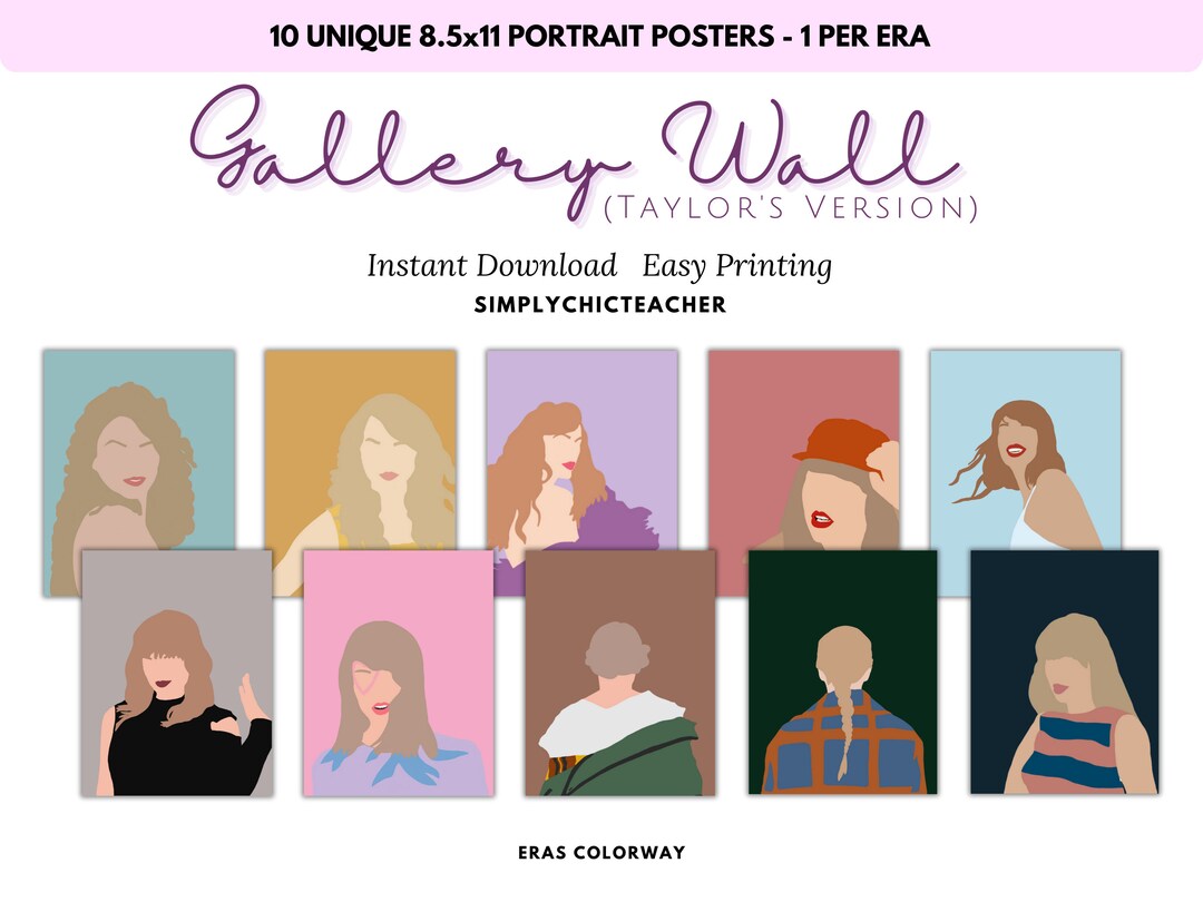 Taylor Swift Eras Gallery Wall 8.5x11 Portraits Easy Print - Etsy