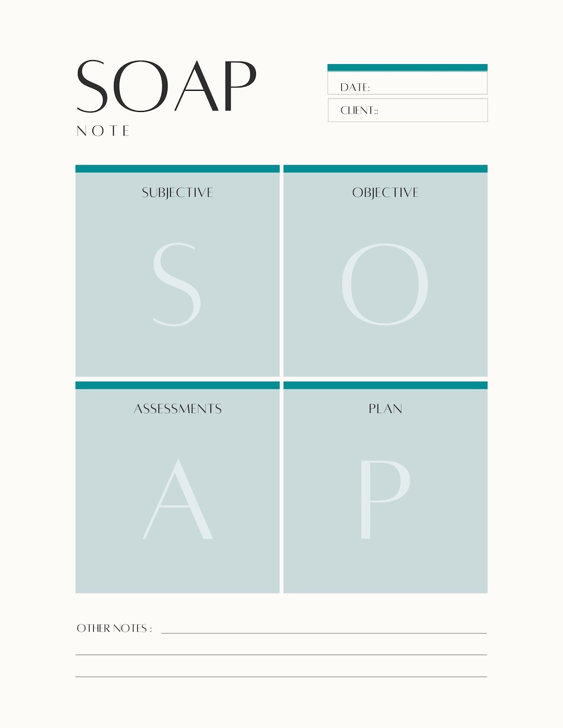 SOAP Note Templates in 4 Colors - Etsy