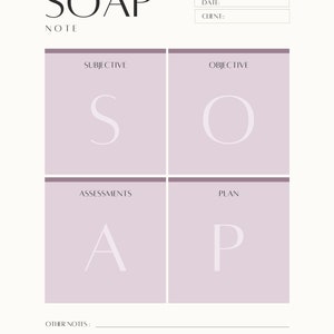 SOAP Note Templates in 4 Colors - Etsy