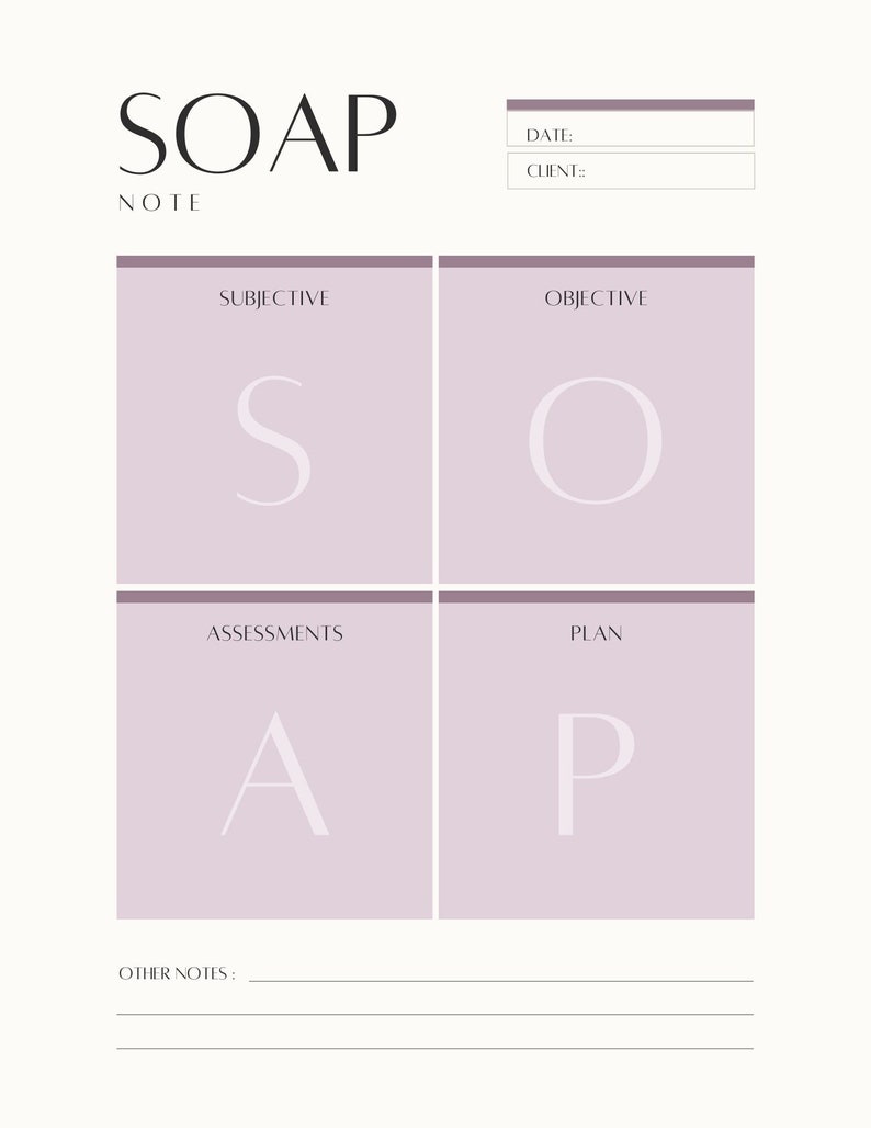 SOAP Note Templates in 4 Colors - Etsy