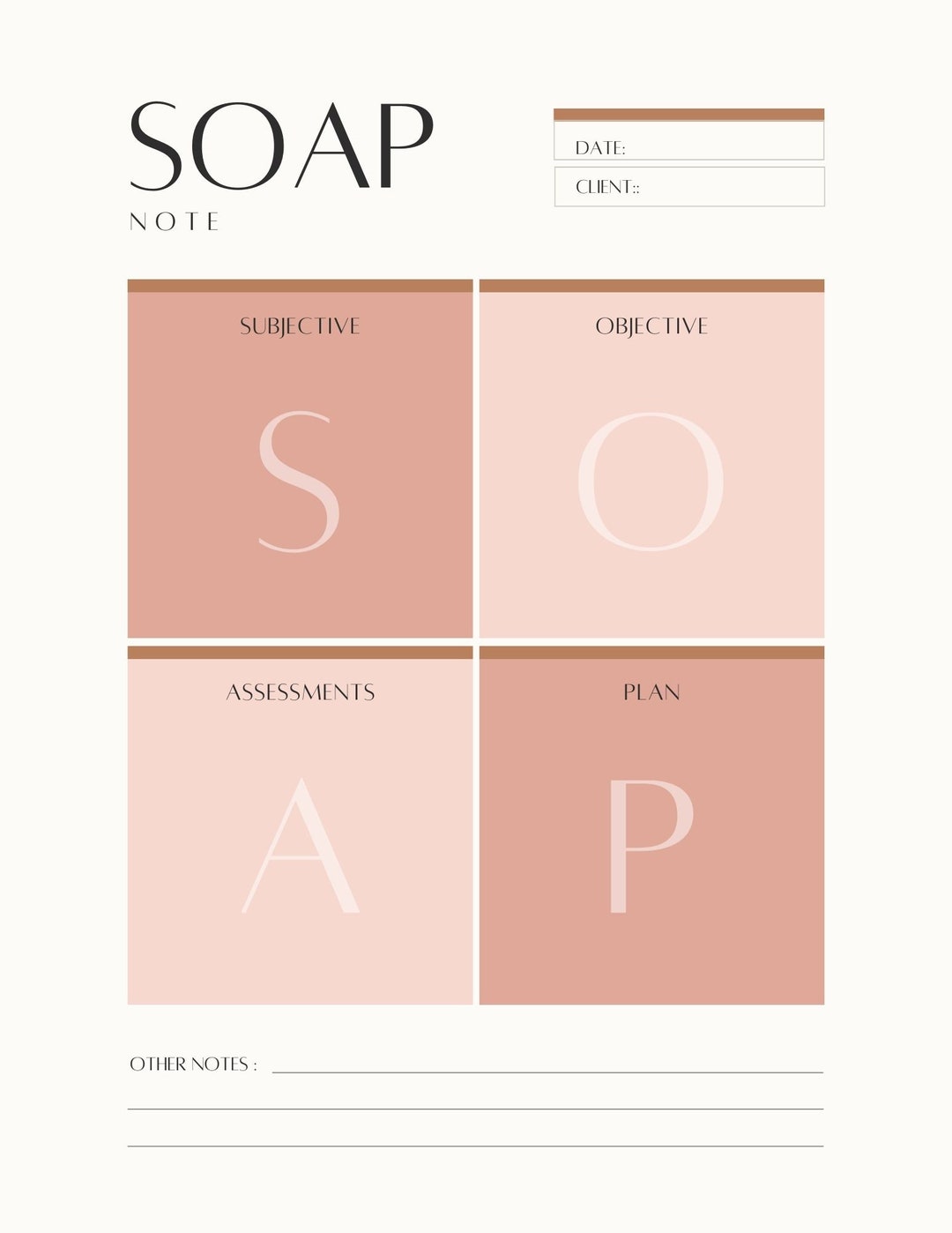 SOAP Note Templates in 4 Colors - Etsy