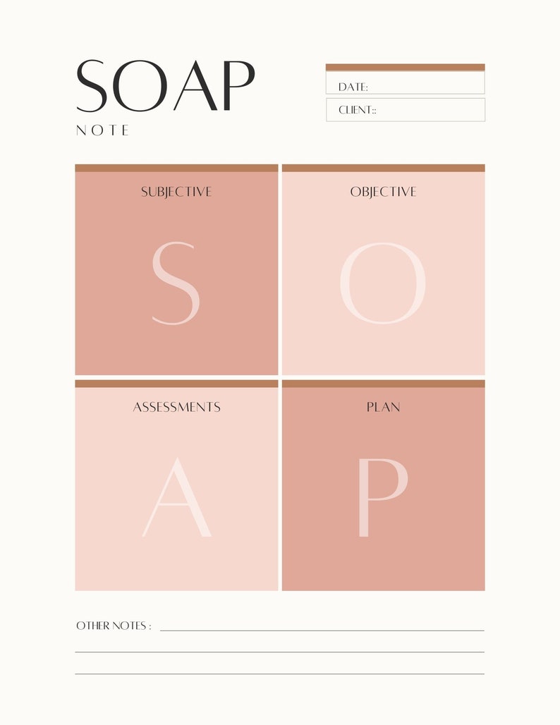 SOAP Note Templates in 4 Colors - Etsy