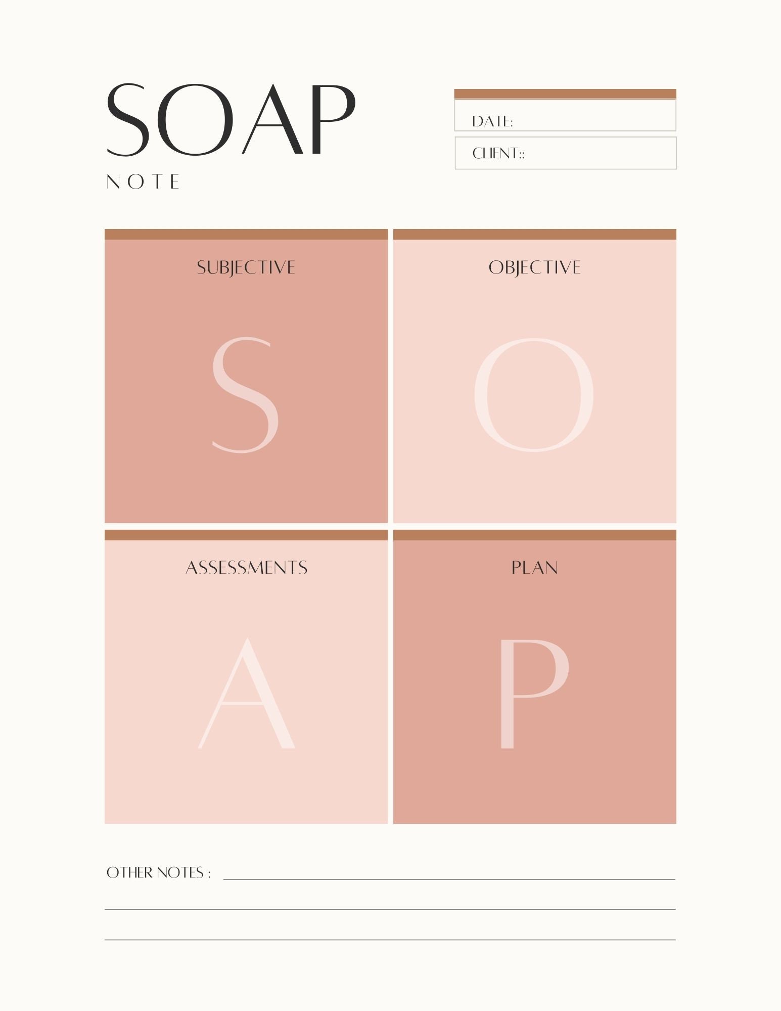 SOAP Note Templates in 4 Colors - Etsy