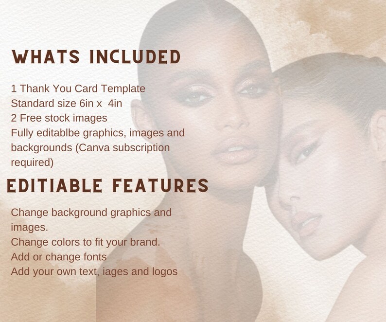 Editable Thank You Card DIY Canva Template Premade Thank You Card Hair ...