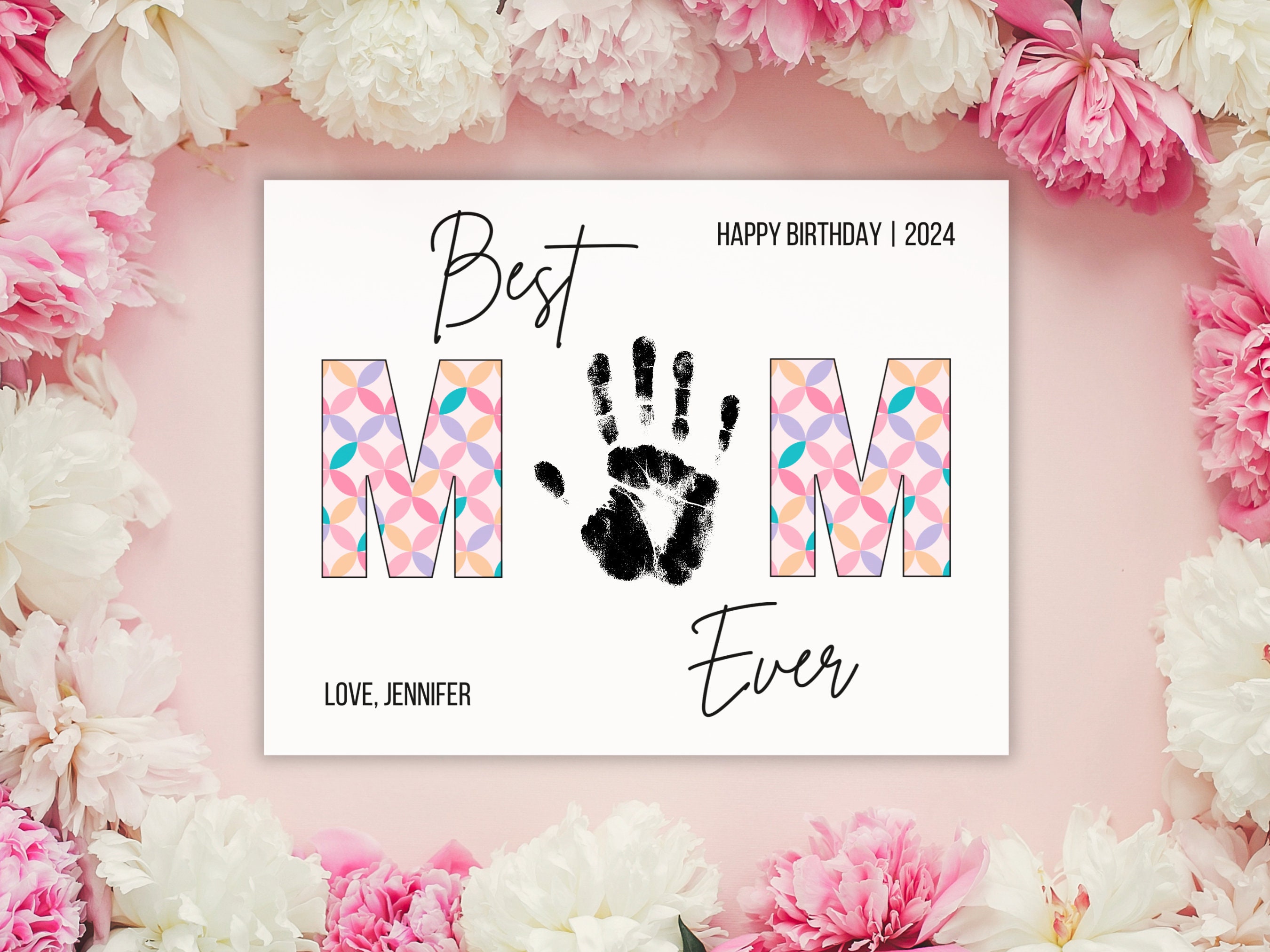 DIY Mom Birthday Handprint Art, Mom Birthday Gift From Daughter, Custom ...