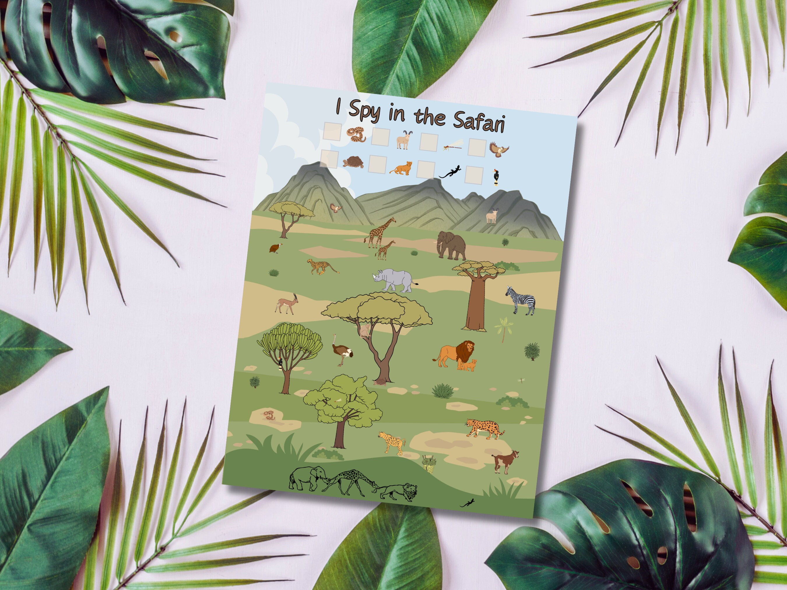 I Spy Search and Find Activity, Safari Animal Kids Activity, Preschool ...