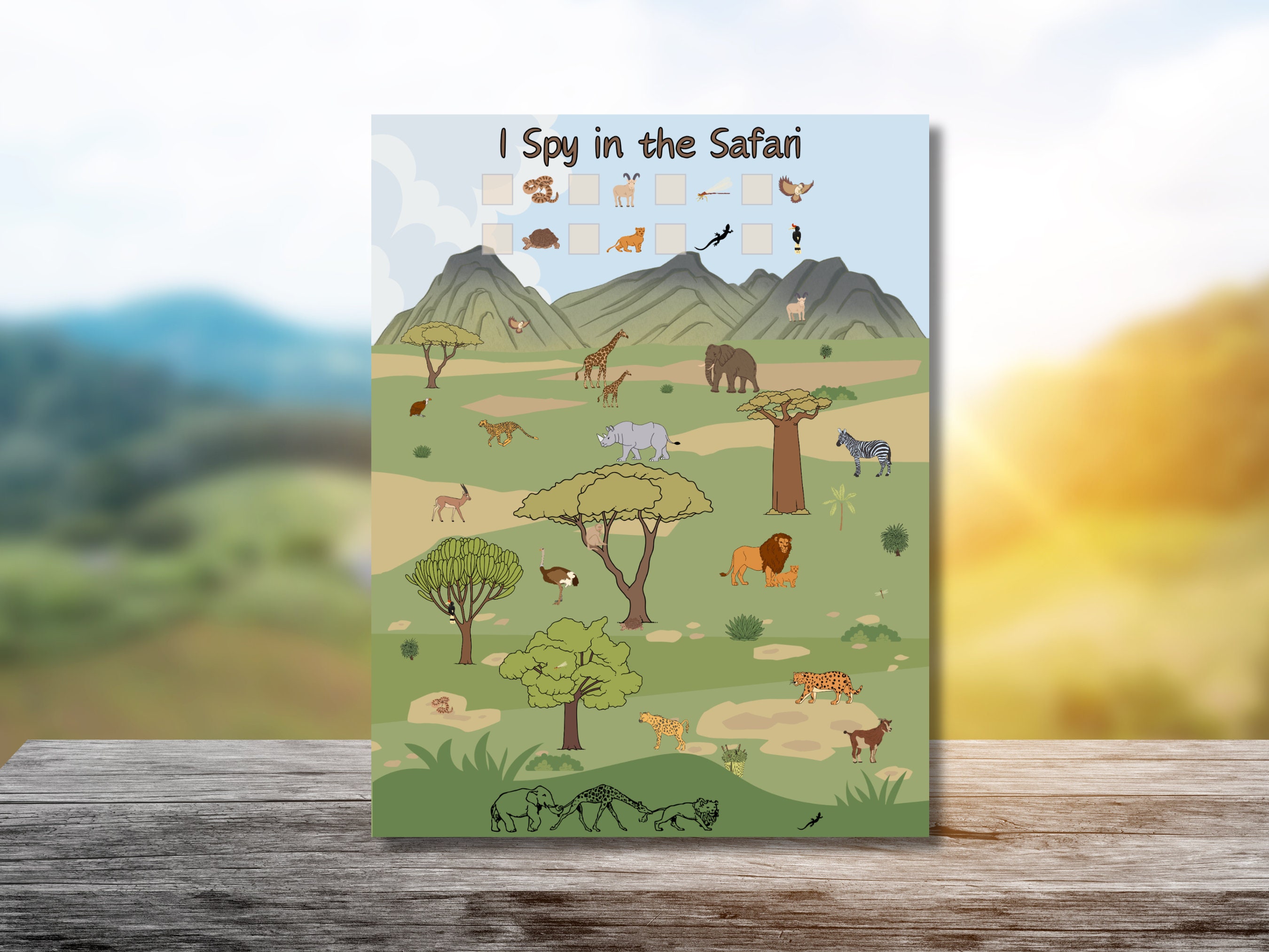 I Spy Search and Find Activity, Safari Animal Kids Activity, Preschool ...