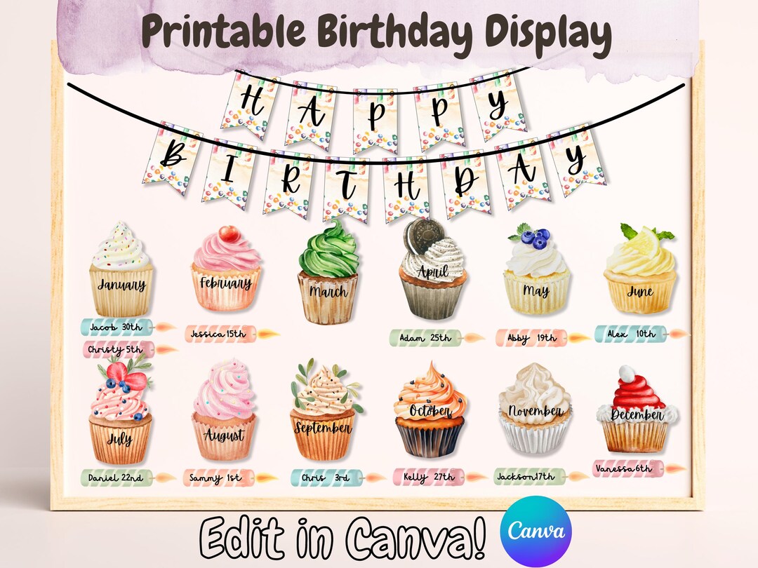 Editable Boho Classroom Birthday Board, Classroom Birthday Display ...